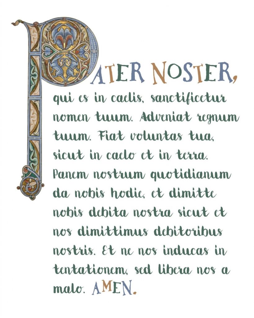 Illuminated Pater Noster {digital download} The Our Father in Latin ...